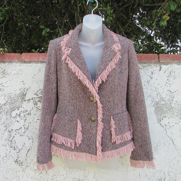 Serena Kay Paris | Jackets & Coats | Serena Kay Paris Pink Tweed Fringe ...